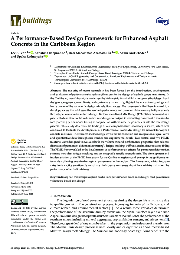 Pdf A Performance Based Design Framework For Enhanced Asphalt Concrete In The Caribbean Region