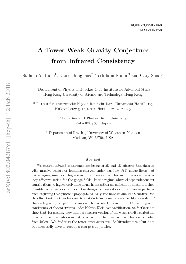 (PDF) A Tower Weak Gravity Conjecture from Infrared Consistency