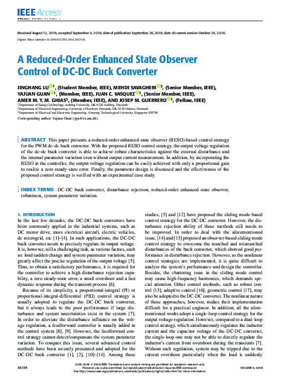 (PDF) A Reduced-Order Enhanced State Observer Control of DC-DC Buck Converter
