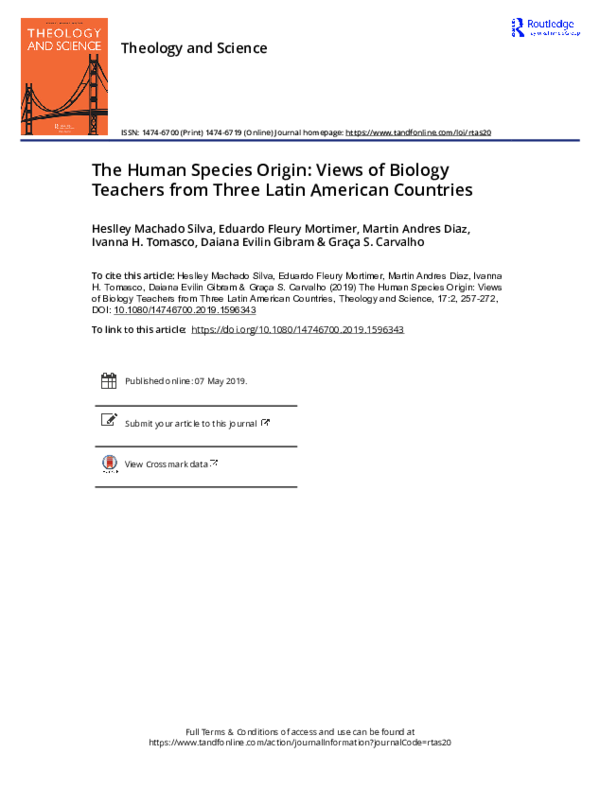 (PDF) The Human Species Origin: Views of Biology Teachers from Three ...