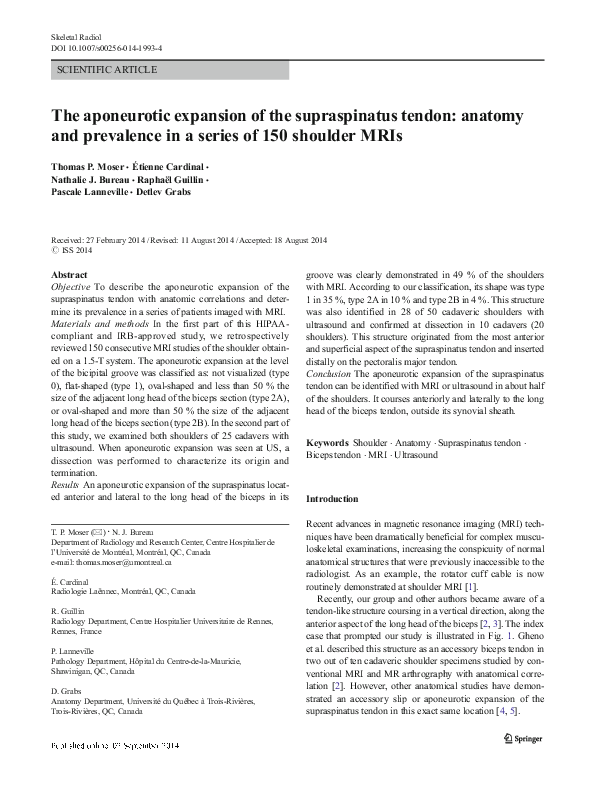 (PDF) Aponeurotic expansion of the supraspinatus tendon