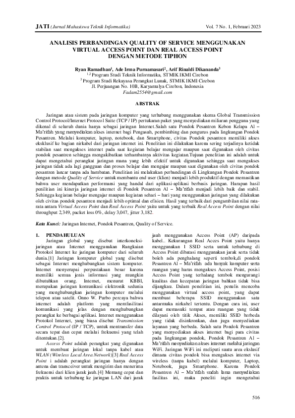 (PDF) Analisis Perbandingan Quality of Service Menggunakan Virtual Access Point Dan Real Access ...