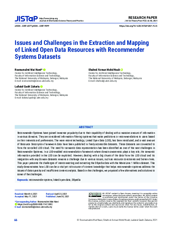 Pdf Issues And Challenges In The Extraction And Mapping Of Linked Open Data Resources With 
