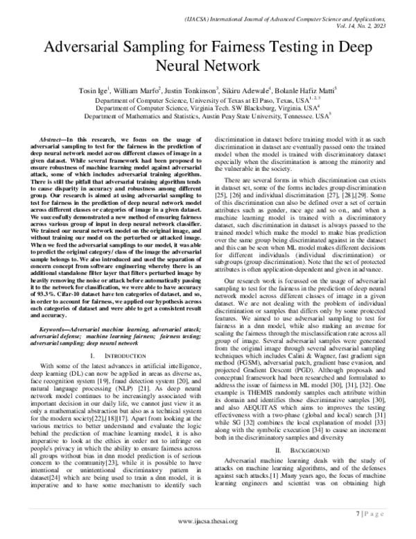 (PDF) Adversarial Sampling for Fairness Testing in Deep Neural Network