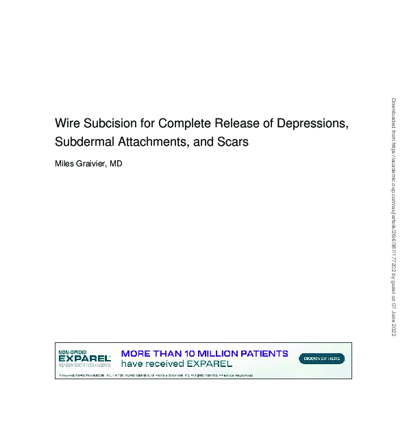 (PDF) Wire subcision for complete release of depressions, subdermal ...