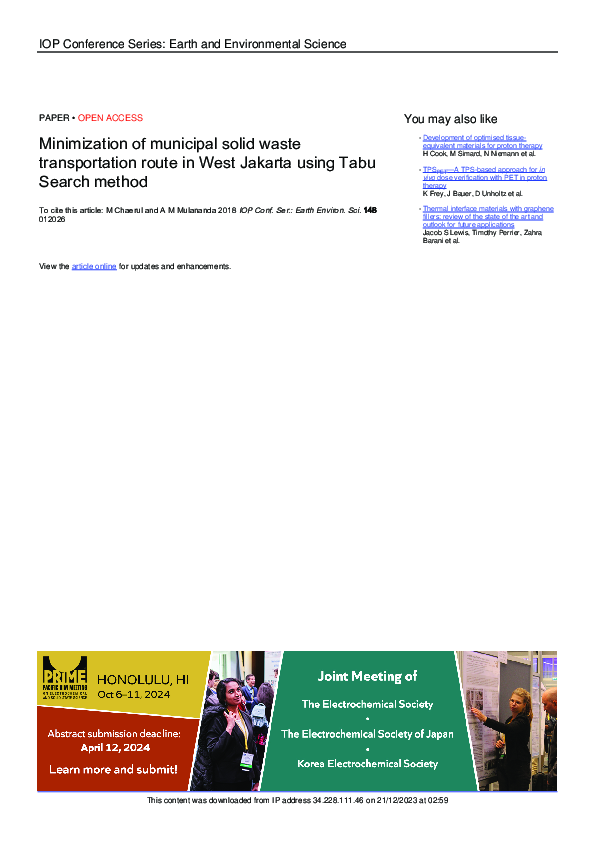 (PDF) Minimization of municipal solid waste transportation route in ...
