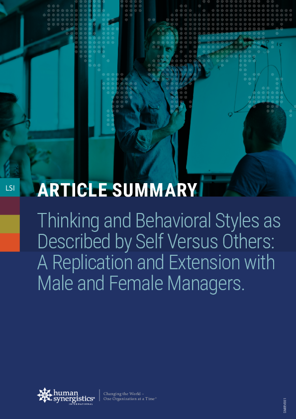 (PDF) Thinking and behavioral styles as described by self versus others ...