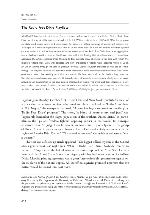 (PDF) The Radio Free Dixie Playlists