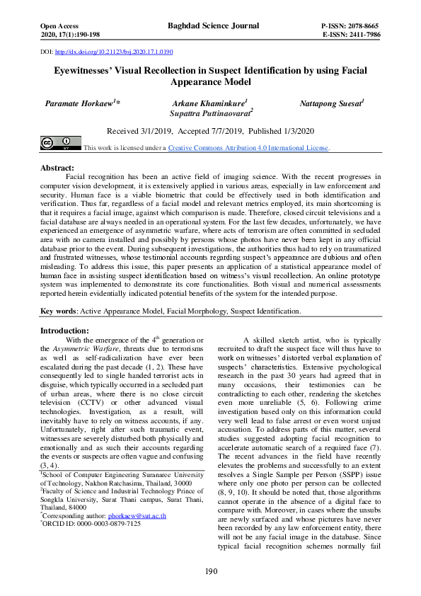 (PDF) Eyewitnesses’ Visual Recollection in Suspect Identification by ...