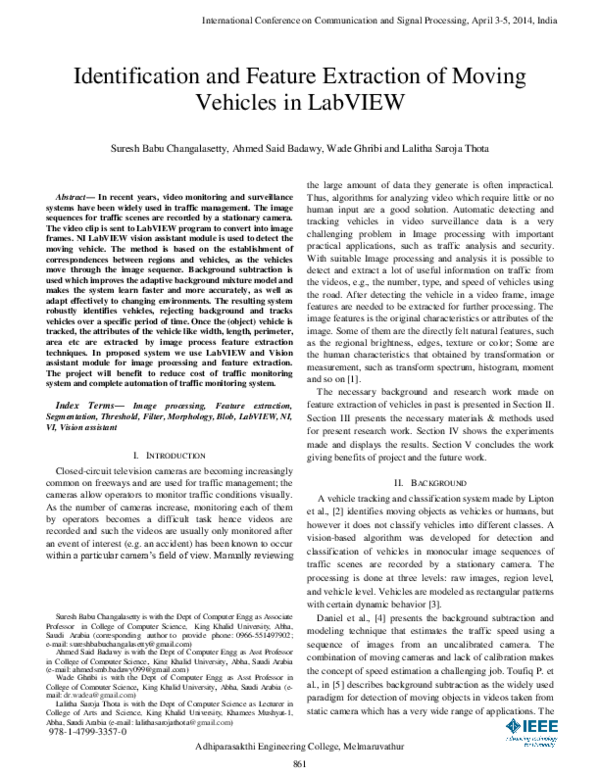 (PDF) Identification and feature extraction of moving vehicles in ...