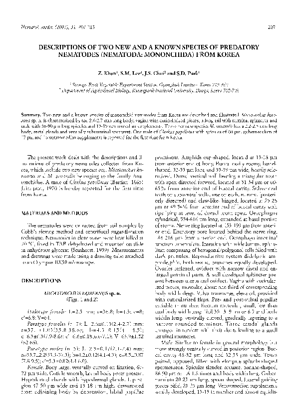 (PDF) Descriptions of two new and a known species of predatory ...