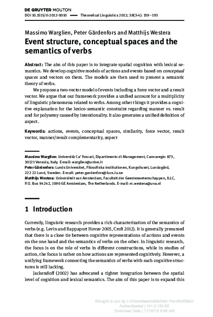 (PDF) Event structure, conceptual spaces and the semantics of verbs