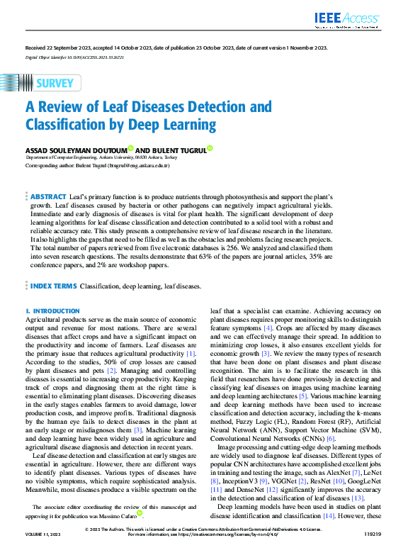 (PDF) A Review of Leaf Diseases Detection and Classification by Deep ...