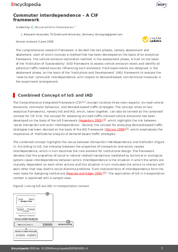 (PDF) Commuter interdependence - A CIF framework | Bhuvanachithra C ...