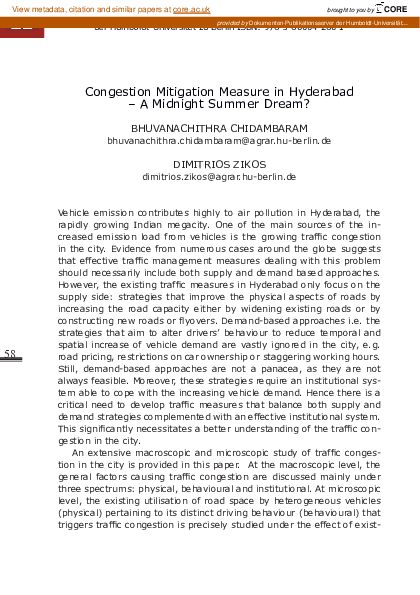 Pdf Congestion Mitigation Measure In Hyderabad