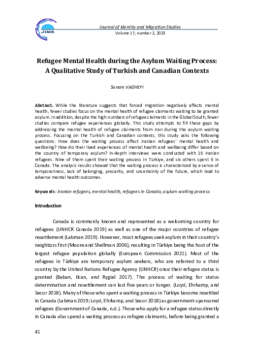 (PDF) Refugee Mental Health during the Asylum Waiting Process: A ...