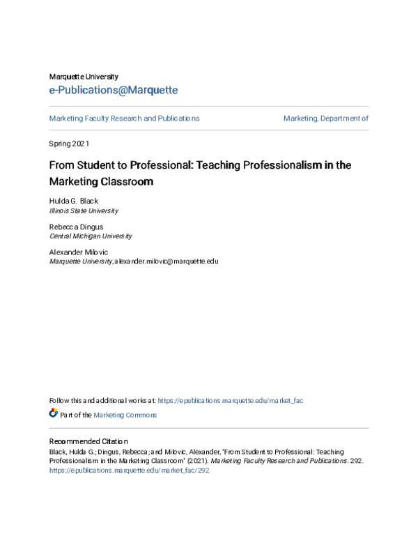 (PDF) From Student to Professional: Teaching Professionalism in the ...