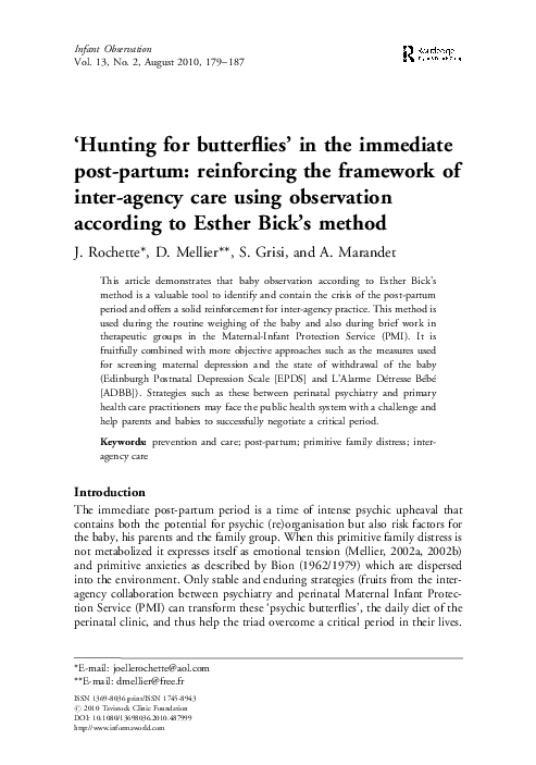 (PDF) ‘Hunting for butterflies’ in the immediate post-partum ...
