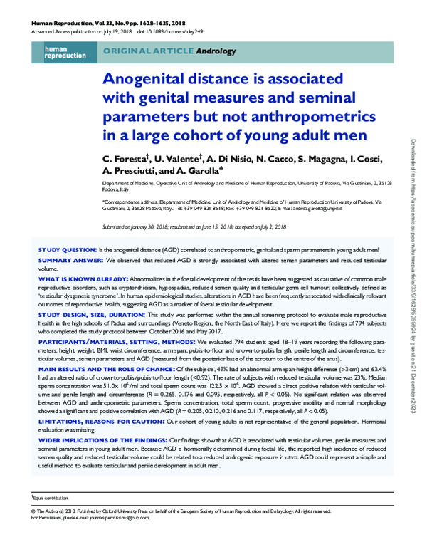 (PDF) Anogenital distance is associated with genital measures and ...