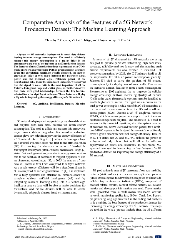 (PDF) Comparative Analysis of the Features of a 5G Network Production ...