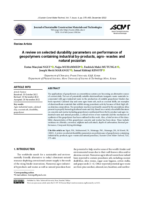 (PDF) A Review on Selected Durability Parameters on Performance of ...