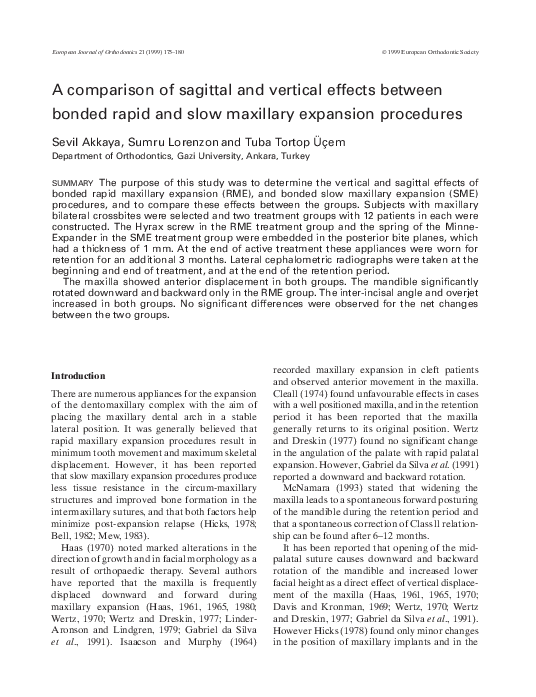 (PDF) A comparison of sagittal and vertical effects between bonded ...
