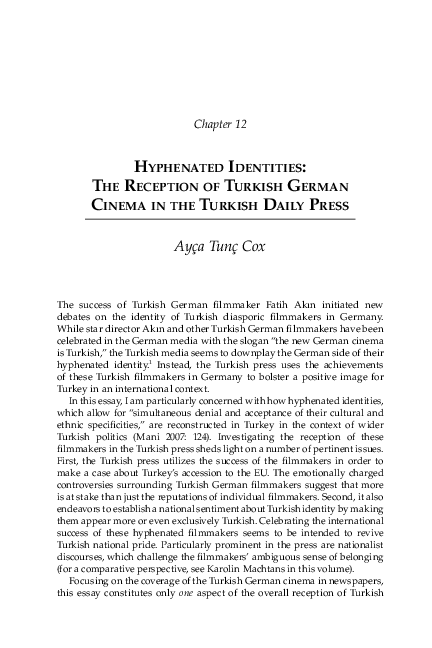 (PDF) Turkish German Cinema in the New Millennium