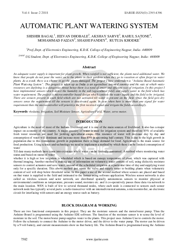 (PDF) Automatic Plant Watering System