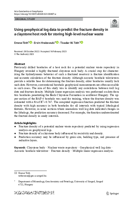 (PDF) Using geophysical log data to predict the fracture density in a ...
