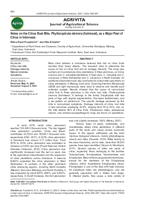 (PDF) Notes on the Citrus Rust Mite, Phyllocoptruta oleivora (Ashmead ...