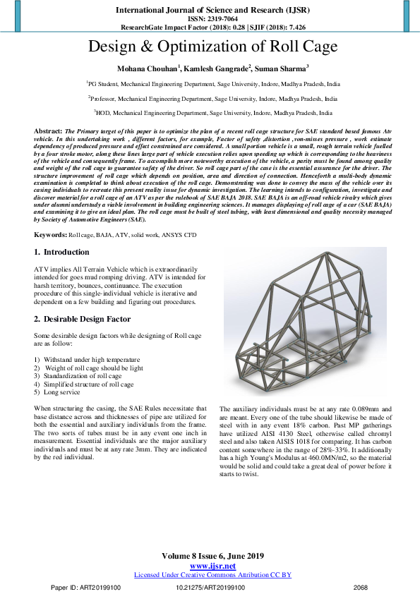 (PDF) Design & Optimization of Roll Cage