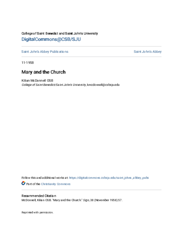 (PDF) Mary and the Church