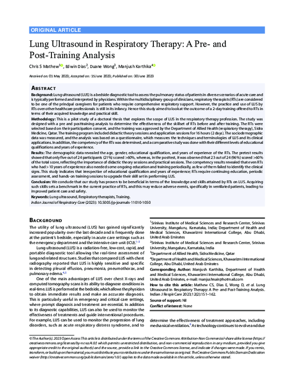 (PDF) Lung Ultrasound in Respiratory Therapy: A Pre- and Post-Training ...
