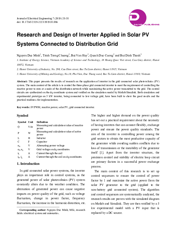 (PDF) Research and Design of Inverter Applied in Solar PV Systems ...
