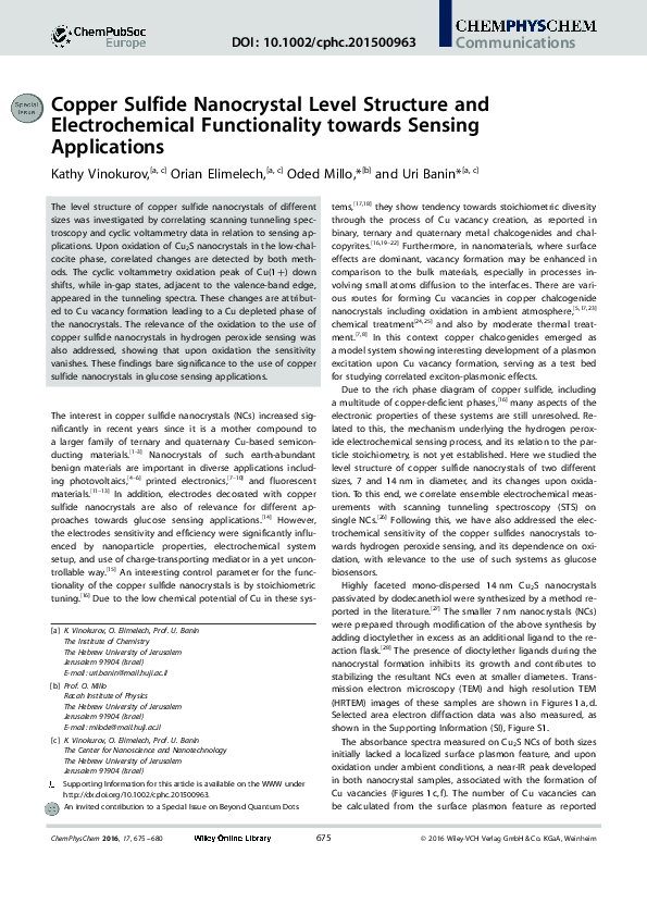 (PDF) Copper Sulfide Nanocrystal Level Structure and Electrochemical ...