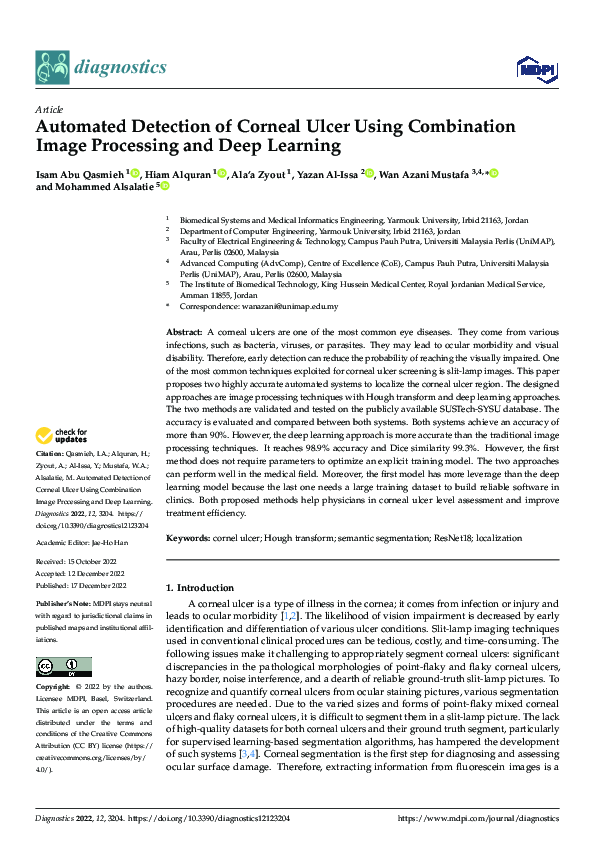 Pdf Automated Detection Of Corneal Ulcer Using Combination Image Processing And Deep Learning