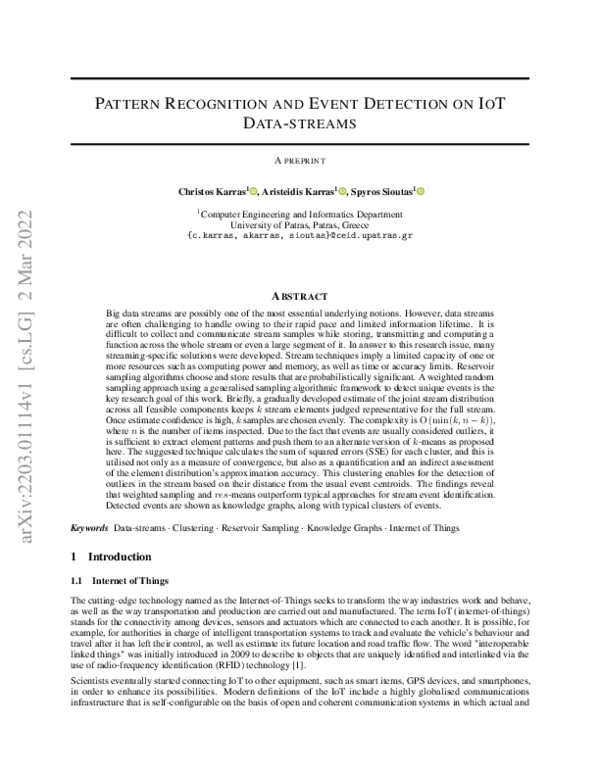 Pdf Pattern Recognition And Event Detection On Iot Data Streams