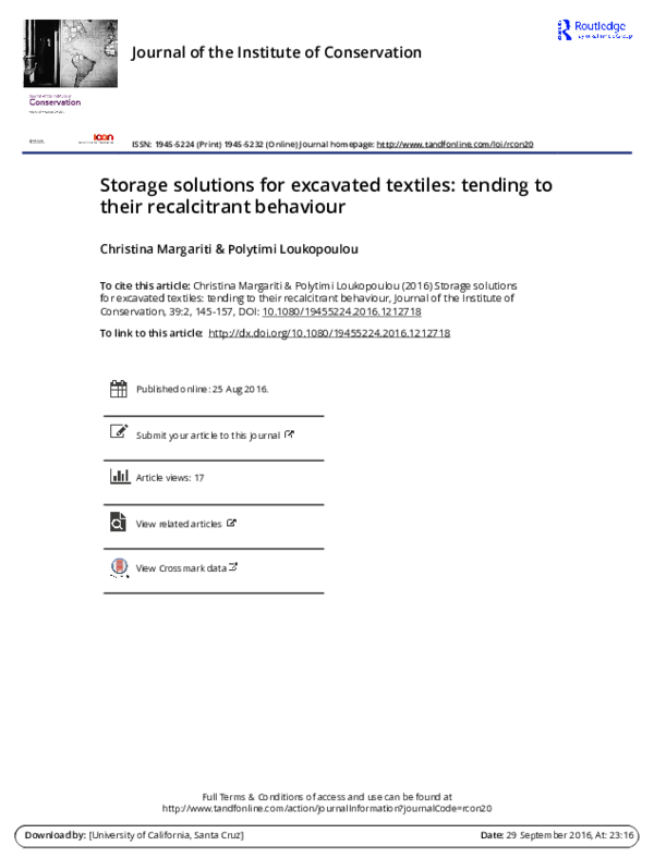 (PDF) Storage solutions for excavated textiles: tending to their ...