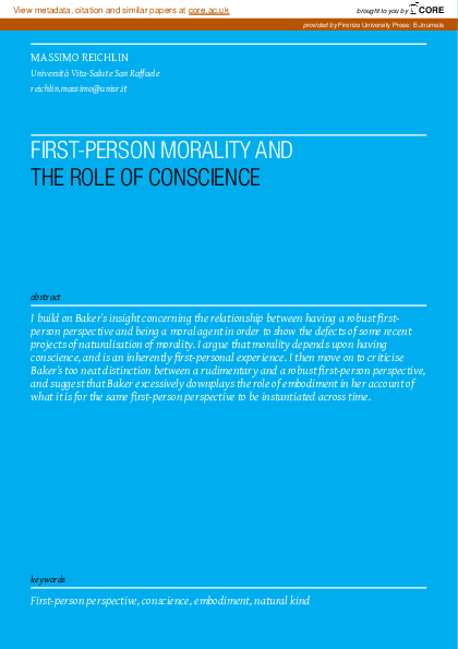 (PDF) First-Person Morality and the Role of Conscience
