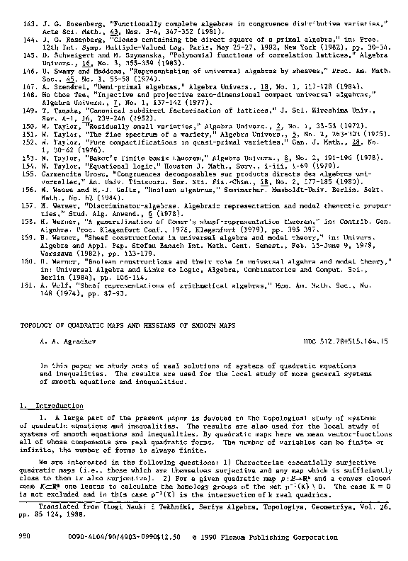 (PDF) Topology of quadratic maps and hessians of smooth maps