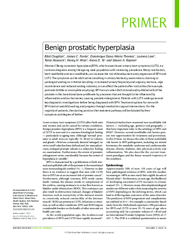 (PDF) Benign prostatic hyperplasia