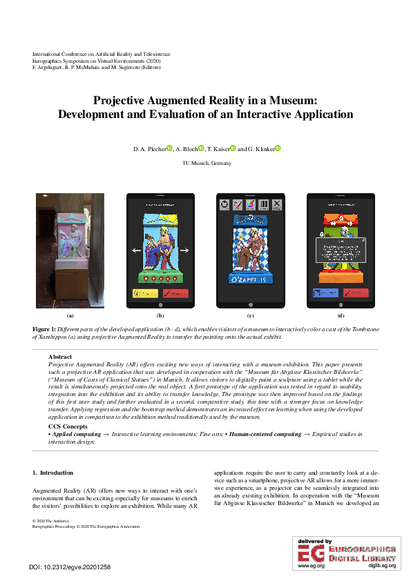 (PDF) Projective Augmented Reality in a Museum: Development and Evaluation of an Interactive ...