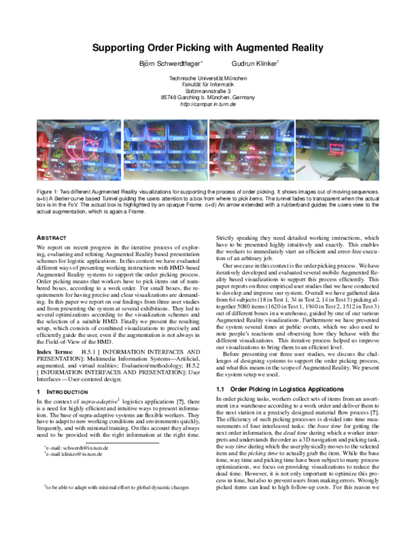 (PDF) Supporting order picking with Augmented Reality