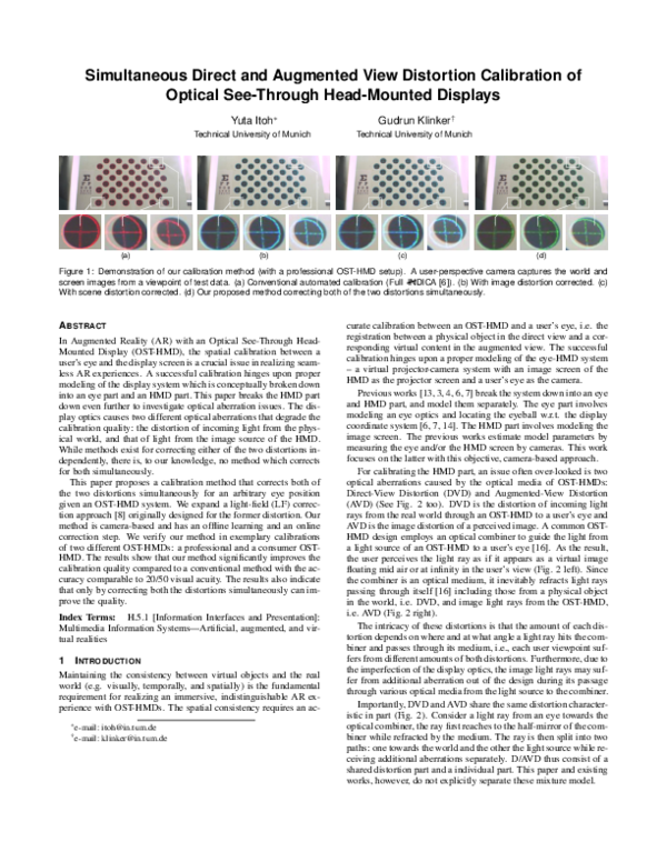 Pdf Simultaneous Direct And Augmented View Distortion Calibration Of Optical See Through Head 4143
