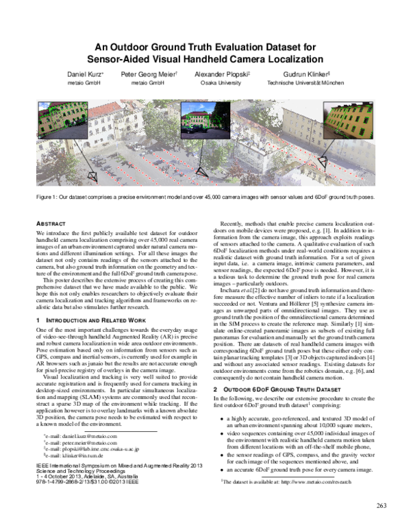 Pdf An Outdoor Ground Truth Evaluation Dataset For Sensor Aided Visual Handheld Camera