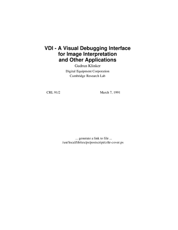 (PDF) VDI — A Visual Debugging Interface for Image Interpretation | Gudrun Klinker - Academia.edu