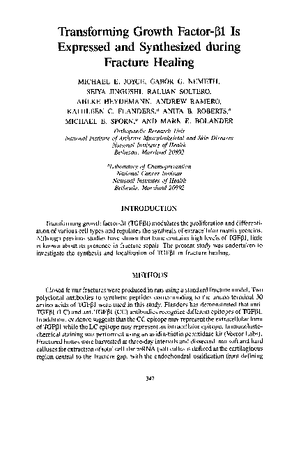 (PDF) Transforming Growth Factor‐β1 Is Expressed and Synthesized during Fracture Healing | mark ...
