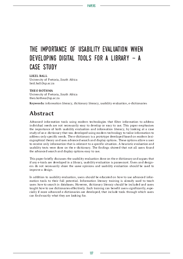 (PDF) The importance of usability evaluation when developing digital tools for a library – a ...