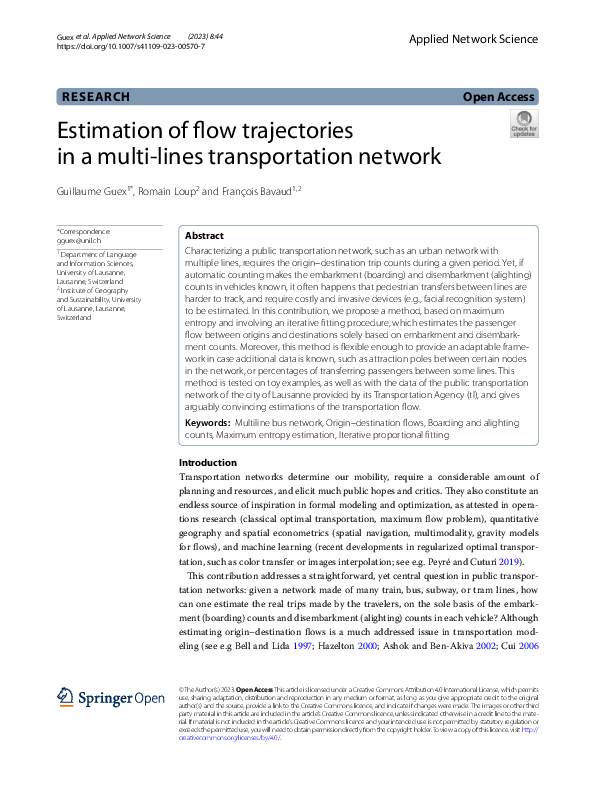 (PDF) Estimation of flow trajectories in a multi-lines transportation network