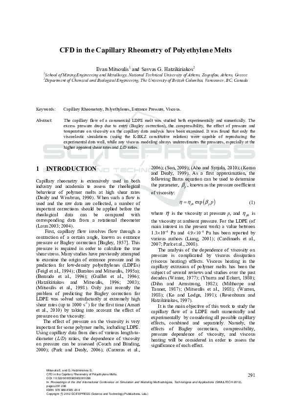 (PDF) CFD in the Capillary Rheometry of Polyethylene Melts